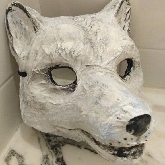Handmade | Holiday | Original Paper Mache Arctic Fox Mask White Fox ...